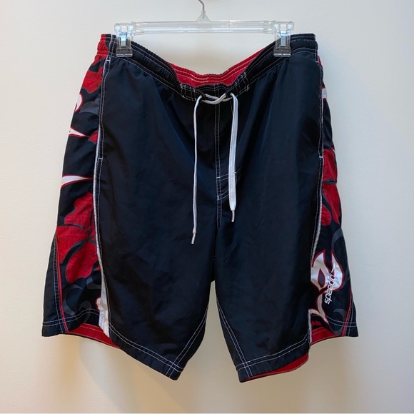 Speedo | Swim | Speedo Swim Shorts Red Black White Sz M | Poshmark